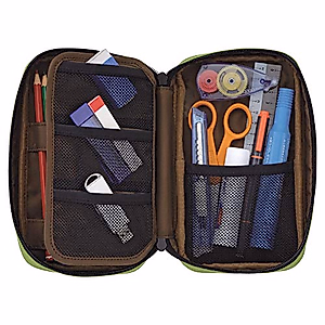 LIHIT LAB Large Capacity Zipper Pencil Case For School Office College, Big Capacity 4 Compartments Pencil Bag Holder Adults Teen Boys Girls, Travel Cosmetics Storage, Jet Black (A7551-124)