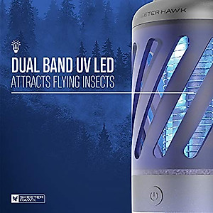 Skeeter Hawk Rechargeable Indoor Outdoor Bug Zapper Light, Fly Zapper, Mosquito Killer, Portable Bug Zapper for Flies, No See Ums, Gnats, 150 Lumens, Black