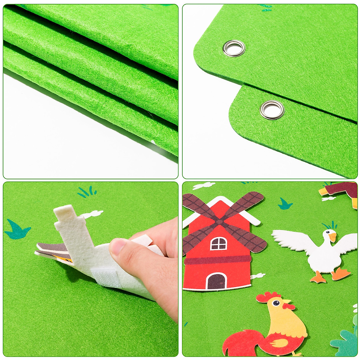 WATINC Farm Animals Felt Story Board Set 3.5Ft 38Pcs Preschool Farmhouse Themed Storytelling Flannel Barnyard Domestic Livestock Early Learning Interactive Play Kit Wall Hanging Gift for Toddlers Kids