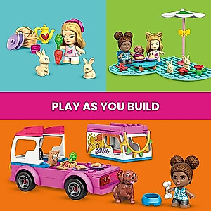 MEGA Barbie Camper Building Toy Vehicle Playset, Adventure DreamCamper with 123 Pieces, 2 Micro-Dolls, Accessories, Pets and Furniture