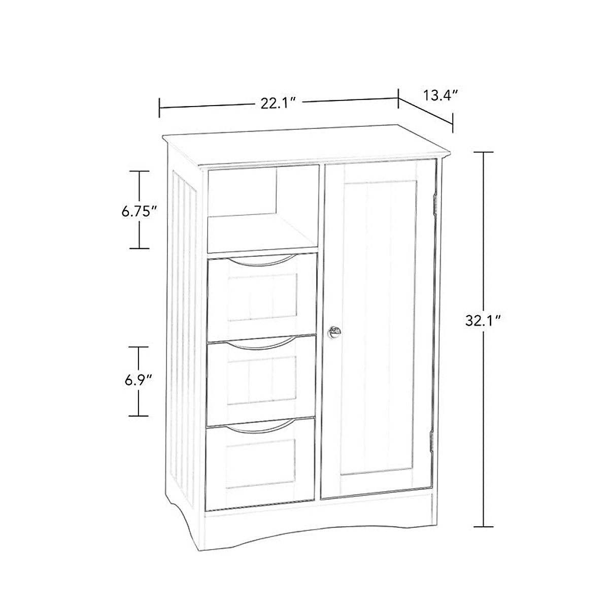 RiverRidge Ashland Collection 1 Door, 3 Drawer, Gray Floor Cabinet