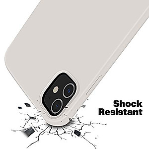 OTOFLY Soft Silicone Designed for iPhone 12/12 Pro Case,[Military Grade Drop Protection] [Anti-Scratch Microfiber Lining] Shockproof Protective Phone Case Slim Thin Cover 6.1 inch,Stone