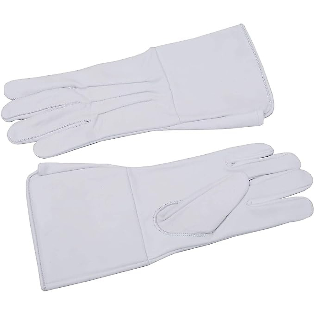 LEATHER LH HANDS Men's Medieval Renaissance Cosplay Unlined Gauntlet Genuine Leather Costume Gloves Cuff White Large