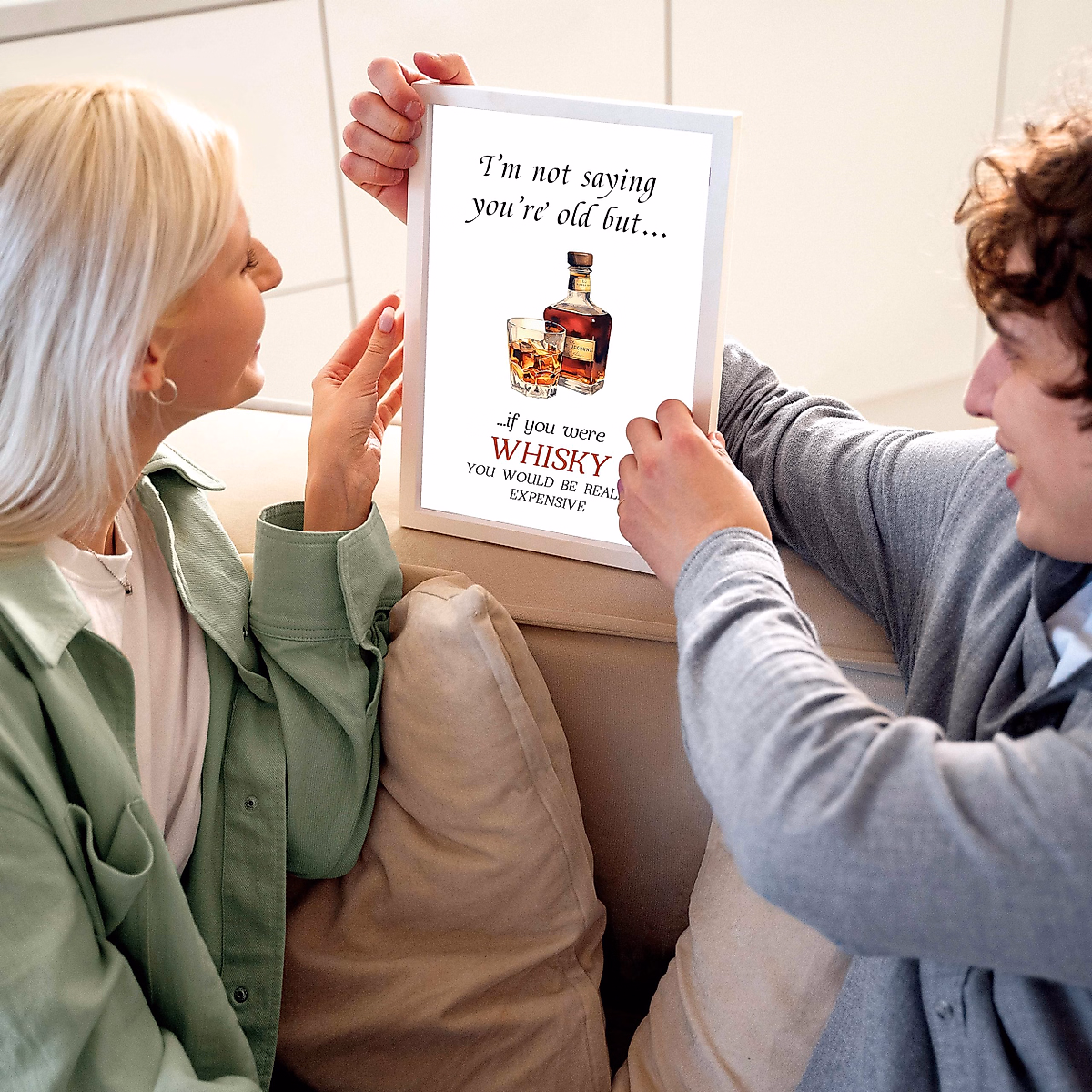 Inbufruy Whiskey Lover Birthday Cards for Him, Her, Dad, Mom, Husband, Wife, Friend, Family - Humorous Age Joke Cards, 8 x 5.3 in