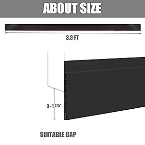 Upgraded Door Draft Stopper for Large Gap,Widened Door Sweep Seal Gap Up to 1-2/5" for Interior, Exterior and Garage Doors- Keeping Draft,Dust, Noise, Unwanted Light and Pests Out, 3" W x 37" L,Black
