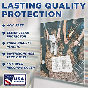 Premium Record Sleeves for Album Covers (50 Pack, 12.75 x 12.75 inch, 3 mil Thick), Clear Protective Plastic Outer Sleeves for Vinyl Record Albums, Media Collection Protection by EcoEarth