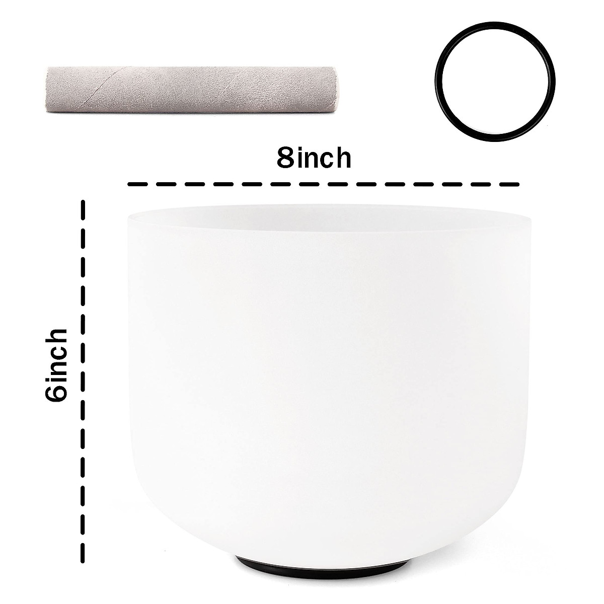 Crystal Singing Bowl, 8 Inch 440Hz Sound Bowl C Note Root Chakra Bowl, Crystal Bowl Sound Healing with O-Ring Mallet for Meditation Yoga