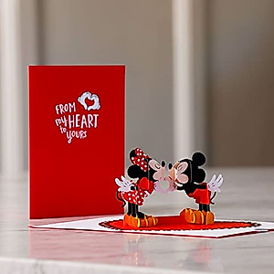 Lovepop Disney's Mickey & Minnie Heart to Heart Pop Up Card, 5x7-3D Greeting Card, Pop Up Card for Mom, Anniversary Card for Wife, Love Card, Thinking of You