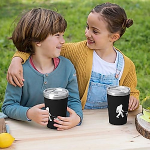 12oz Tumbler Funny Bigfoot And Dog Stainless Steel Cup With Straw And Lid Spill Proof Bulk Double Wall Vacuum Reusable Water Tumblers For Cold Hot Drink