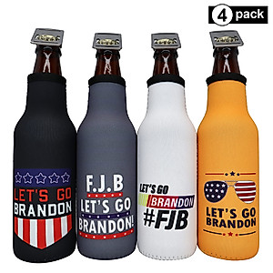 Let's Go Brandon Republican Gift - FJB Ferk Jer Berdin LGBFJB Patriotic Trump Gifts for Him Insulated Cooler Sleeve with Zipper, Built-In Removable Bottle Opener, 12 oz. Bottle Insulator Thermocooler