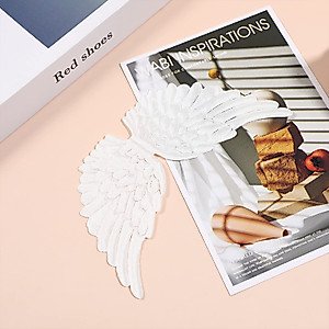 NUOBESTY 12PCS Angel Wings Fabric Wings Patches for DIY Crafts Hair Accessories - White