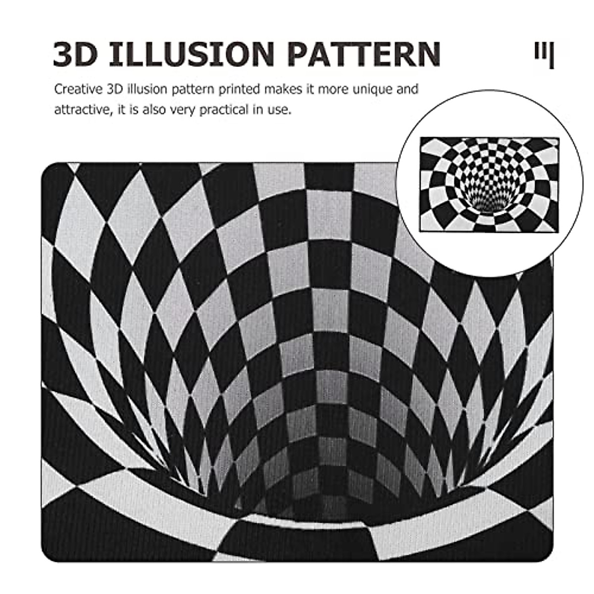 NUOBESTY Checkered Rug 3D Optical Illusion Doormat, Round Stereo Floor Mat, Anti- Slip Checkered Area Rug for Living Dining Room Carpet Home Decor Gift 40x60 Cm Optical Illusion Rug