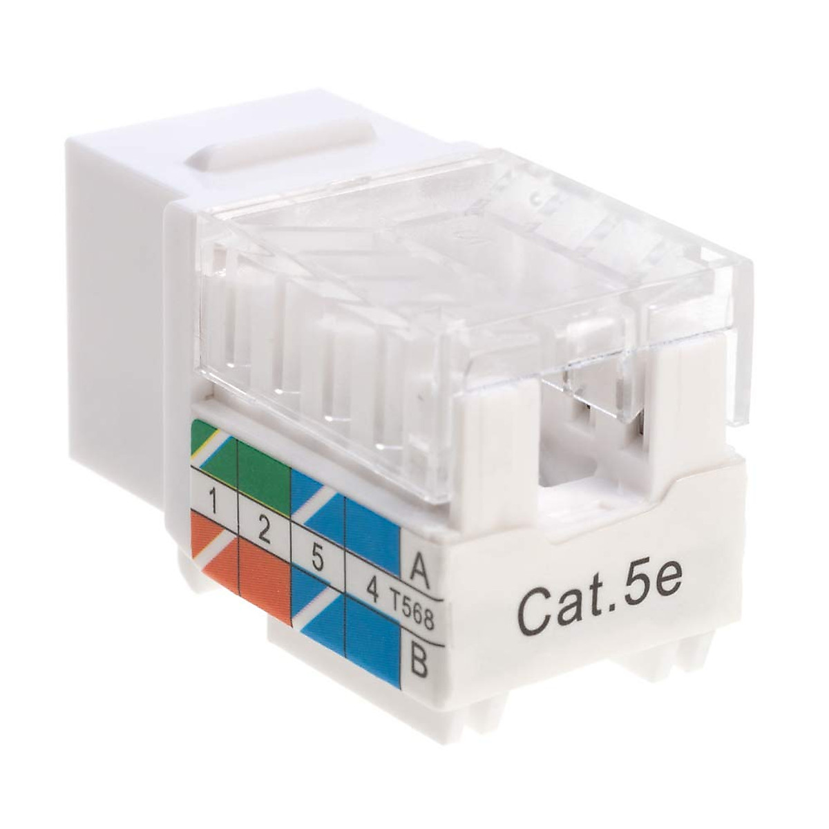 SATMAXIMUM Cat5e Keystone Ethernet Wall Jack Punch Down UTP 45-Degree (Easier Termination Than 90-Degree), RJ45 Slim Profile Speed Termination White 45° Angled (50 Pack)