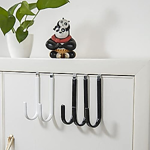 UUYYEO 6 Pcs 13cm Over The Door Hooks Bathroom Door Hooks Back of Door Towel Racks Glass Door Towel Hangers Clothes Hanging Door Hooks Black