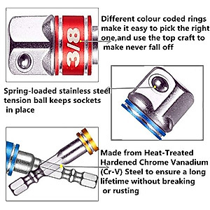 3Pcs 1/4" 3/8" 1/2"Hex Socket Adapter Drill Bits Set,Impact Grade Socket Wrench Adapter Extension Set,105°Right Angle Drill Bit Adapter Attachment 1/4" Drive Hex Magnetic Bit Socket Screwdriver Drill