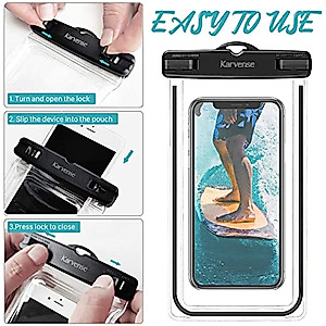 Karvense Waterproof Phone Pouch Case, 2 Pack Waterproof Cell Phone Holder/Bag for iPhone, Samsung Galaxy,Pixel, Moto, Universal Dry Bag for Vocation, Beach, Pool, Shower, Rafting, Kayaking, Snorkeling
