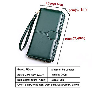 FFpaw Women Wristlet Wallet Large Capacity RFID Blocking PU Leather Clutch Wallet Travel Zipper Purse for Girls