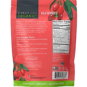 Organic Dried Goji Berries - Non-GMO and Vegan Goji Berries Organic, Perfect for Baking, Teas and Snacks for Adults (1 lb)