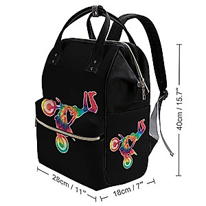 Tie Dye Motocross Stunt Rider Diaper Bag Backpack Large Capacity Mommy Bags Multifunction Nappy Bag Travel Back Pack Black-Style