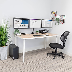 Mount-It! Triple Monitor Mount 3 Screen Desk Stand for LCD Computer Monitors for 19 20 22 23 24 27 Inch Monitors VESA 75 and 100 Compatible Full Motion, 54 lbs Capacity (MI-1753),Black