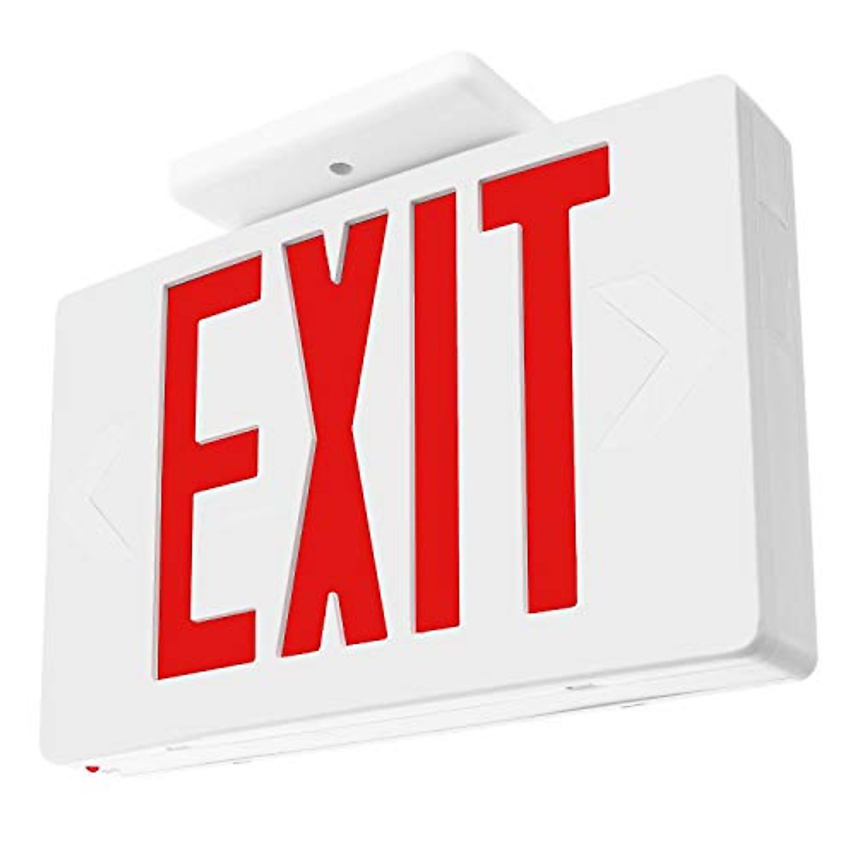 LFI Lights | Red Self Testing Exit Sign | All LED | White Thermoplastic Housing | Hardwired with Battery Backup | Optional Double Face and Knock Out Arrows Included | UL Listed | (1 Pack) | LED-R-W-ST