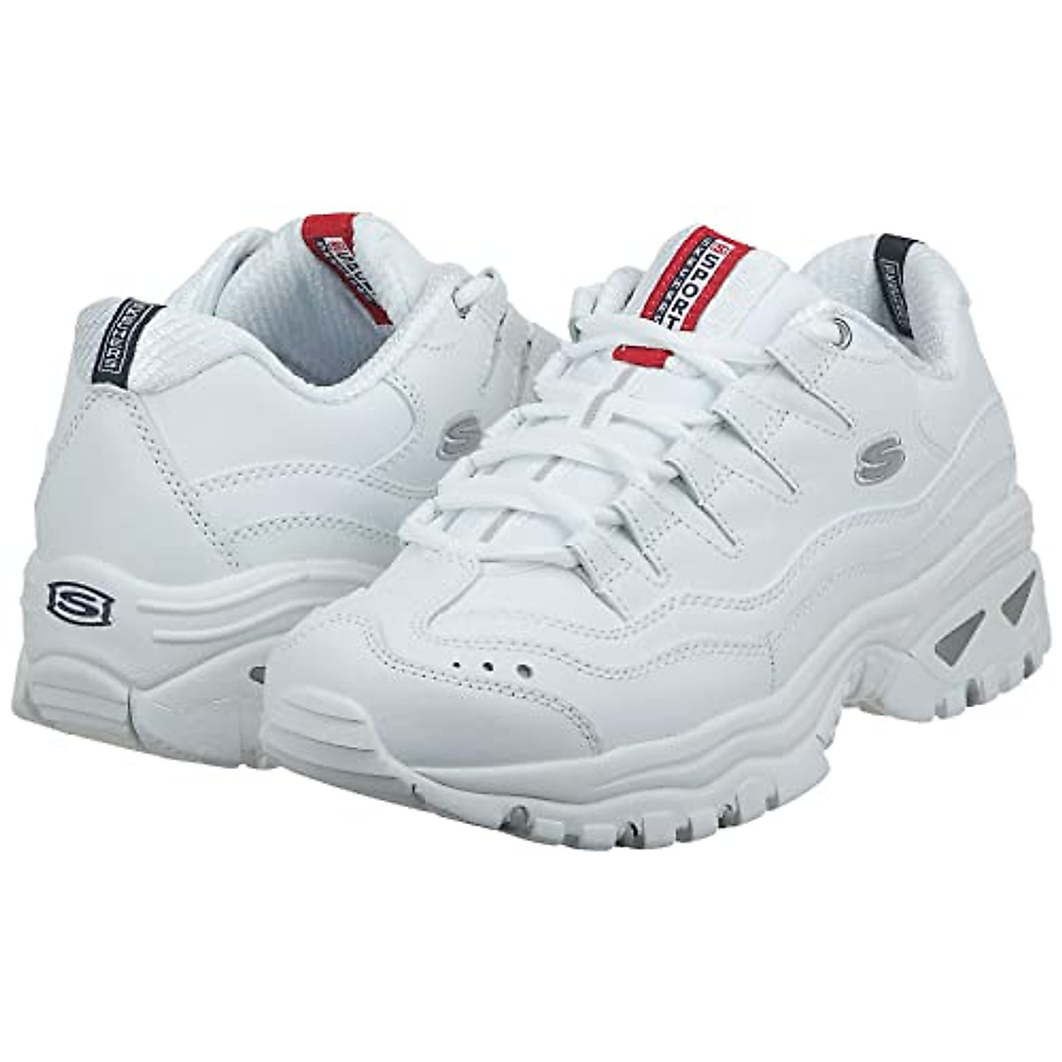 Skechers womens Energy fashion sneakers, White Mesh/Leather, 7.5 US