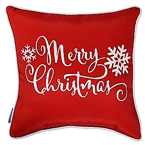 Pillow Perfect Outdoor/Indoor Merry Christmas Snowflakes Red Throw Pillow, 0