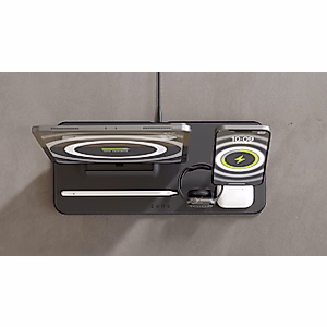 Zens 4-in-1 Magsafe Compatible Wireless Charging Station, Supports iOS 17 Standby Mode, for iPad, iPhones 12 and up, AirPods, and Apple Watch, Qi/MFI Certified, 45W Adapter Included, Black