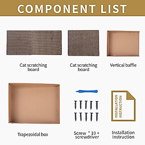 Cat Scratcher, Vertical L Shaped Cat Scratchers for Indoor Cats, Wall Supported Cat Scratching Board, Lounge Cardboard Cat Scratch Pad with Box Collecting Scraps, Protect Furniture