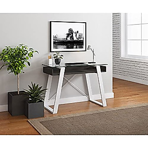 Elle Décor Lara 42"W Writing Desk, Cool Gray/Snow White