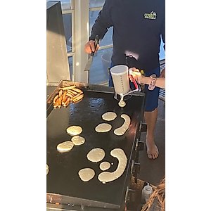 Waffles Batter Dispenser n Waffle Tongs Combo Set,Get Perfectly Fluffy Waffles Every Time! Batter Measuring Separator for Pancakes, Cupcake, Muffin Quick Filling Cookie Batter