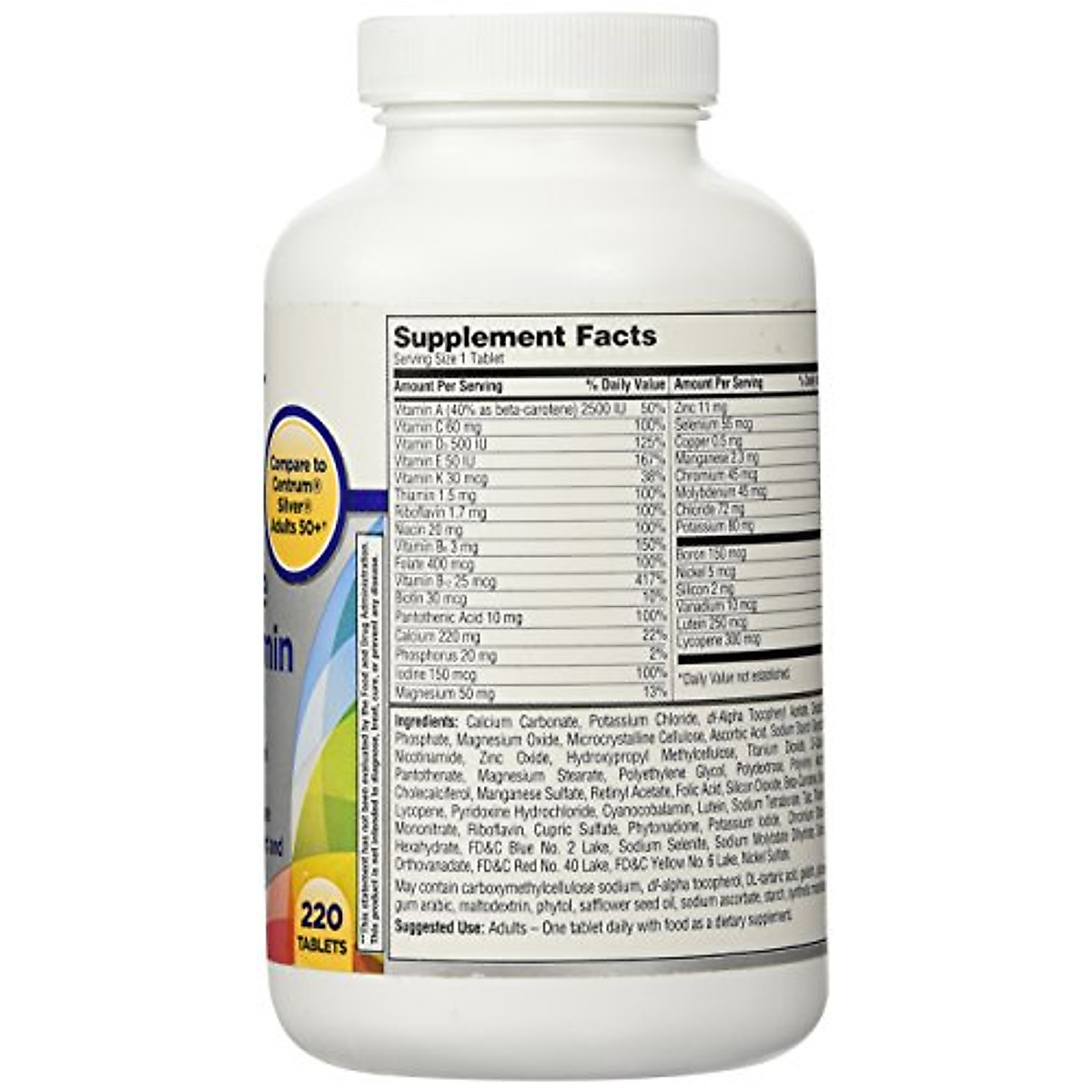 Equate Mature Adults 50+ Multivitamin 220 c