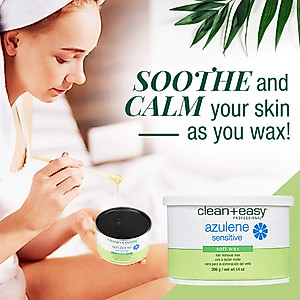 Clean + Easy Hair Removal Soft Wax With Azulene To Reduce Redness And Irritation- Ideal For Sensitive Skin, 14 oz