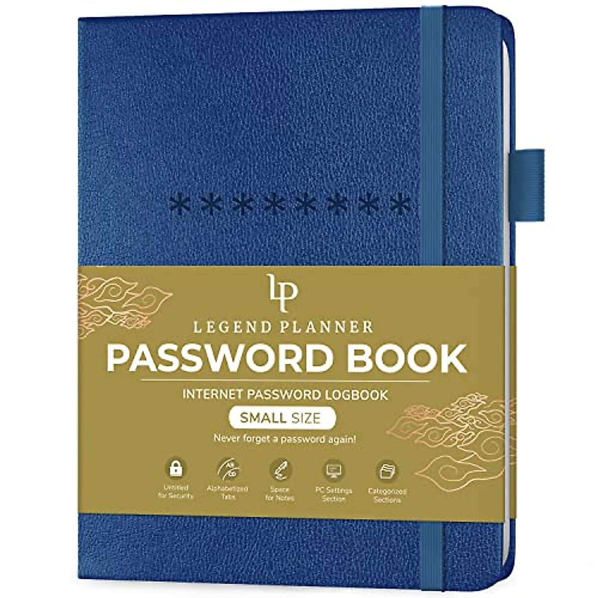 Legend Planner Password Book with Alphabetical tabs. Internet Address Keeper Logbook. Journal for Website Logins, Pocket 4x5.5" (Mystic Blue)