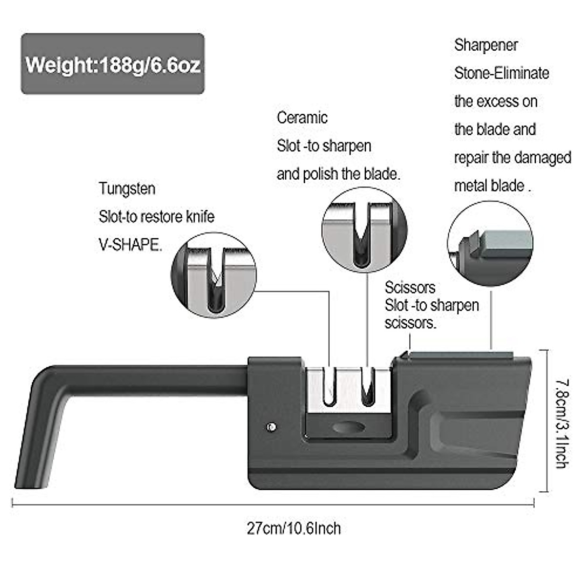 Professional Knife Sharpener ,Kitchen Knife Accessories Chef's sharpener,4-In-1 Portable Knife Sharpener,Knife Sharpening Stone Whetstone Restore And Polish Blades