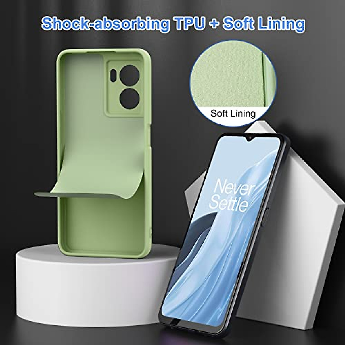 Foluu Silicone Case for OnePlus Nord N300, Liquid Gel Rubber Bumper Case with Soft Microfiber Lining Cushion Slim Hard Shell Shockproof Protective Cover for OnePlus Nord N300 5G 2022 (Green)