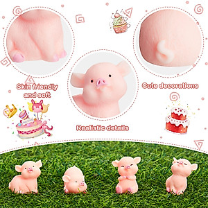Lenwen 50 Pcs Cute Pink Pig Toy Figures Resin Miniature Pig Figurines Miniature Pig Cake Toppers for Cake Decoration, Home Decor, Mini Garden Decoration, Table Centerpieces, DIY Crafts