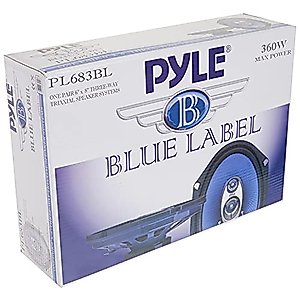 Pyle 6” x 8” Car Sound Speaker (Pair) - Upgraded Blue Poly Injection Cone 3-Way 360 Watts w/ Non-fatiguing Butyl Rubber Surround 70 - 20Khz Frequency Response 4 Ohm & 1" ASV Voice Coil - Pyle PL683BL