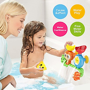 G-WACK Bath Toys for Toddlers Age 1 2 3 Year Old Girl Boy, Preschool New Born Baby Bathtub Water Toys, Durable Interactive Multicolored Infant Toy, Lovely Monkey Caterpillar,2 Strong Suction Cups