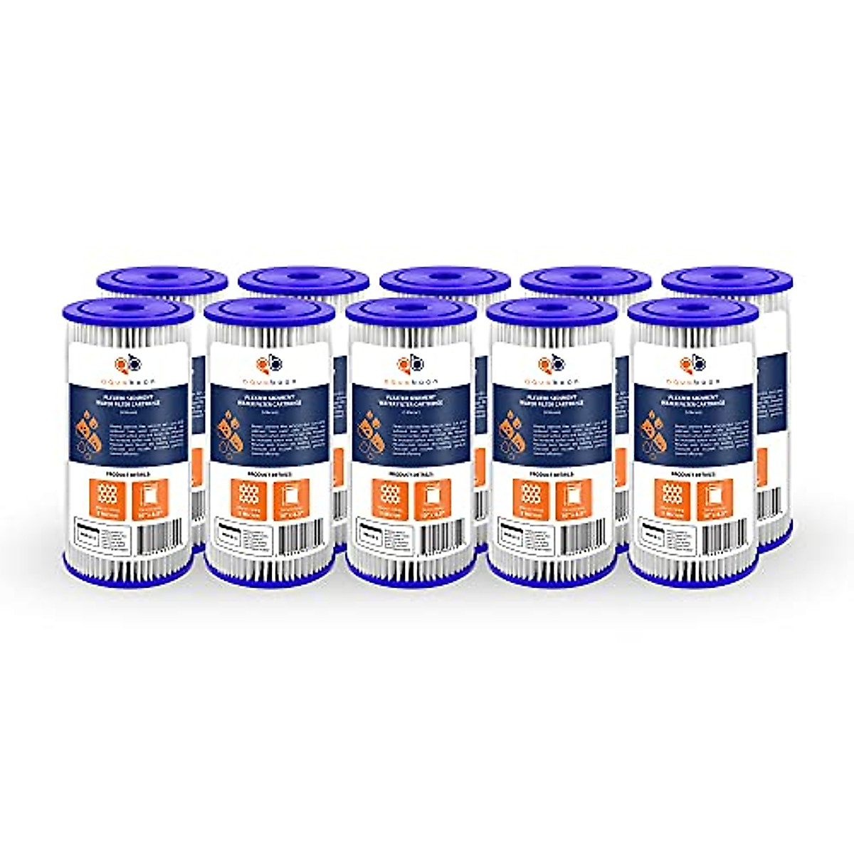 Aquaboon 5 Micron 10" x 4.5" Pleated Sediment Water Filter Replacement Cartridge | Whole House Sediment Filtration | Compatible with FXHSC, ECP5-BB, FM-BB-10-5, CP5-BBS, 255490-43, HDC3001, 10-Pack