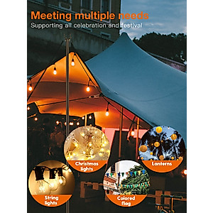 addlon 4 Pack String Light Poles Pro 10ft, Aluminum Waterproof Harder Outdoor Poles with Hooks for Hanging, Patio, Garden, Wedding, Parties - Classic Black