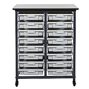 LUXOR MBS-DR-16S Mobile Bin System - Double Row Grey 20 L x 30 75 W x 37 5 H