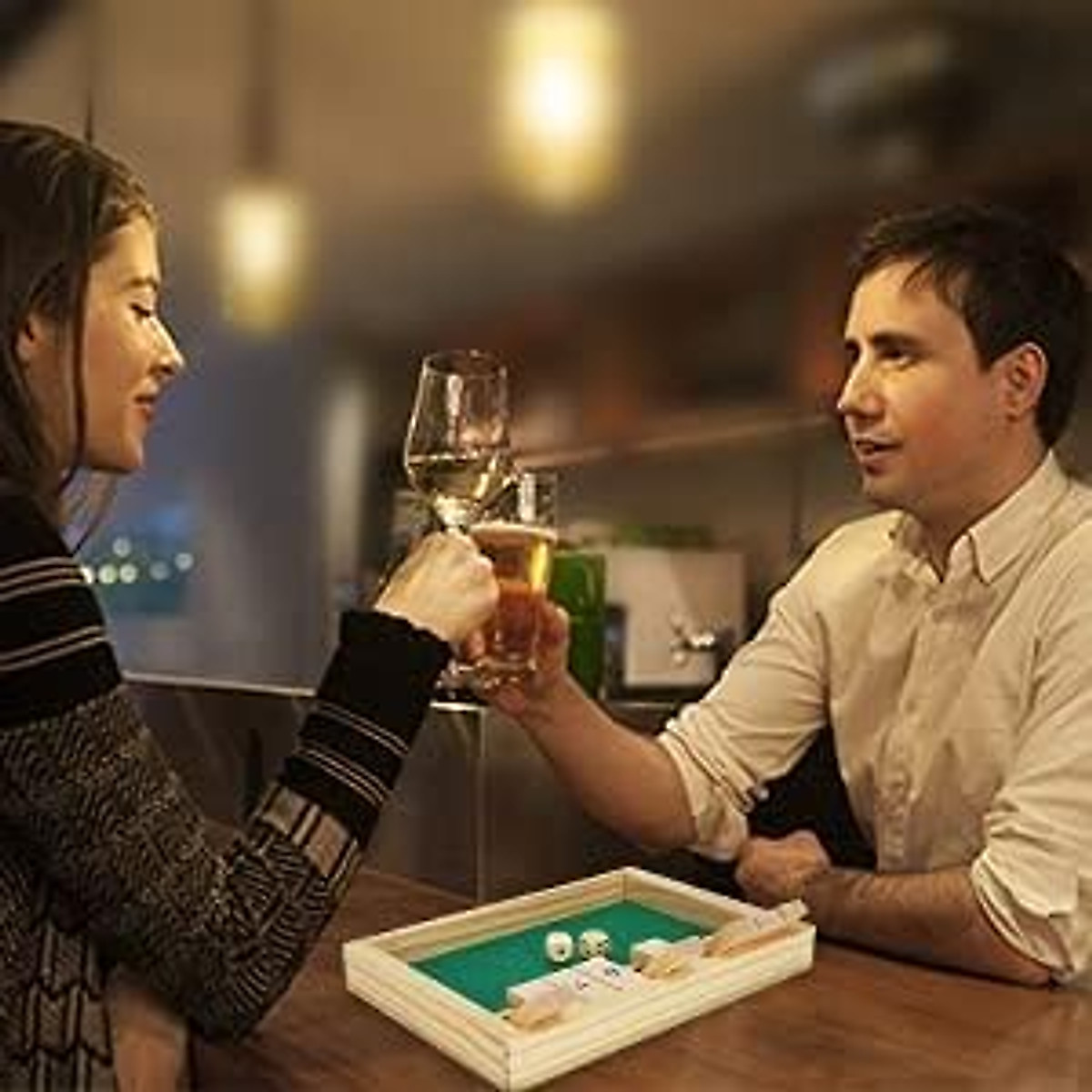 Win SPORTS Wooden Shut The Box Game - Dice Game 2 Player,Board Game,Classics Tabletop Version,Popular Pub Game,Math,Travel for Kids #9