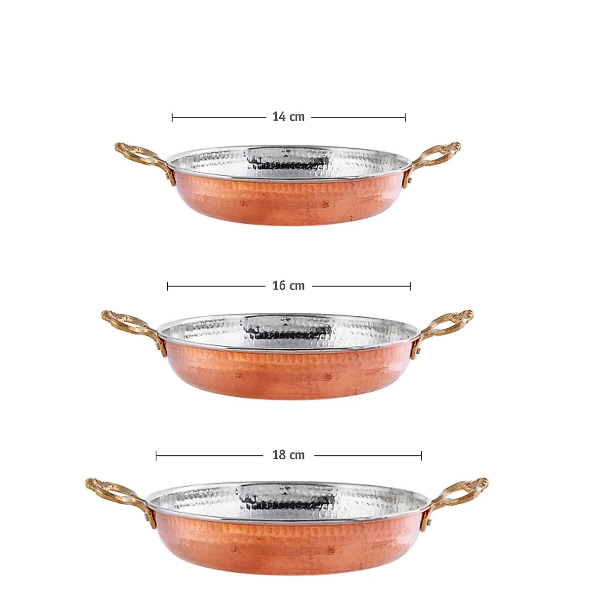 BABY SHOWER CHOCOLATE 3 pieces Turkish Copper Fry Pan - Hammered Copper Pan Traditional - Turkish Frying Pan Omelette Pan Handmade