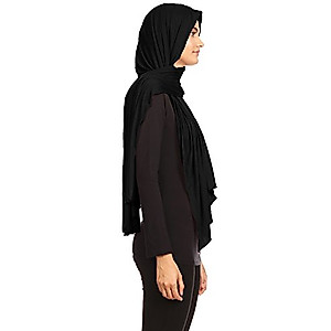 Abeelah Jersey Hijab Scarf - Made in the USA - Islamic, Muslim, African and Indian Fashion Compatible (Black)