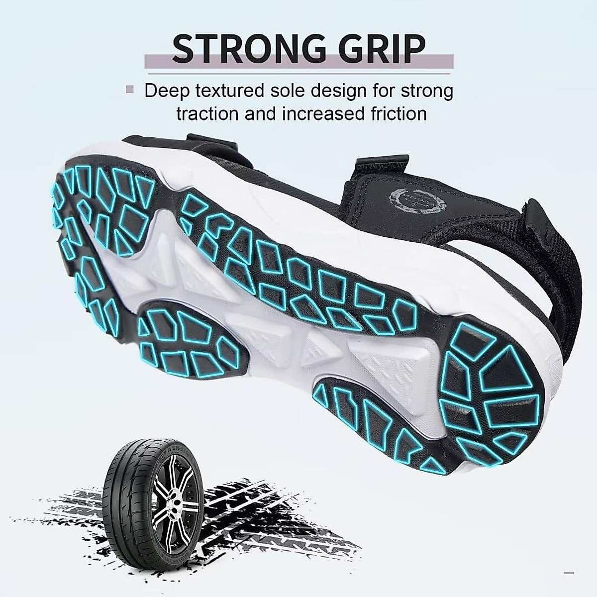 MEGNYA Arch Supportive Walking Sandals for Womens, Thickening Outsole Sandals for Summer Dress, Anti Slip and Shock Absorber Hiking Sandals for Vacation Black Size 8