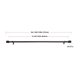 Amazon Basics 1" Curtain Rod with Cap Finials, 72" to 144" and Amazon Basics 1" Curtain Clip Ring, Set of 7, Espresso (Dark Bronze)