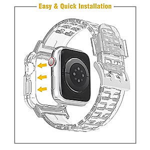 JXVM for Apple Watch Band 41mm 40mm 38mm with Case, Uni-body Protective Bumper Band, Crystal Clear Men Women Sporty Case, with Premium Soft TPU Adjustable Strap for iWatch SE & Series 8 7 6 5 4 3 2 1 (Crystal/Clear)