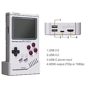 Retroflag GPi 2 CASE for Raspberry Pi Compute Module 4(CM4) with Charger dockable, 32G SD Card(with RecalBox System), Card Reader, HDMI Cable, Safe Shutdown funtion,4000mAH battery