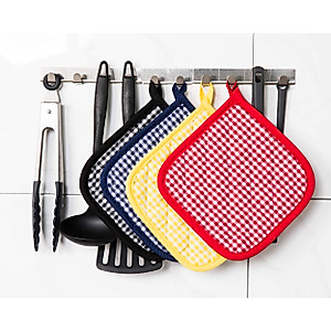5 PCS Pot Holders for Kitchen, Cotton Potholers with Great Heat Resistance, Hot Pads, Trivets for Cooking and Baking Black